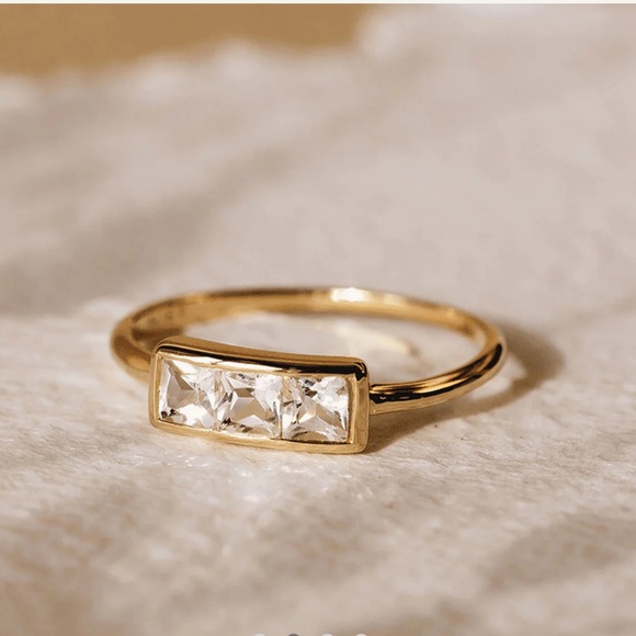 Linjer | Jewelry | Linjer Size 7 Three Stone Ring Yellow Gold Vermeil 3 ...